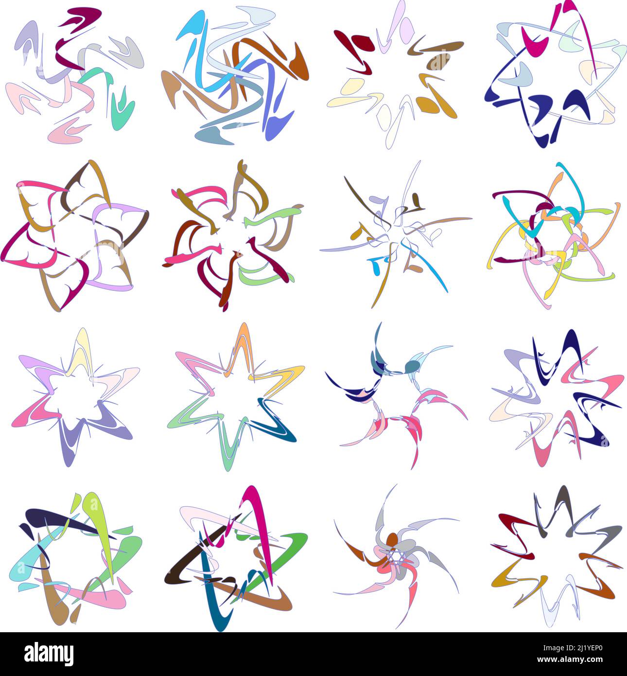 Abstract geometric element set of 16. Crystal, flake abstract circular ...