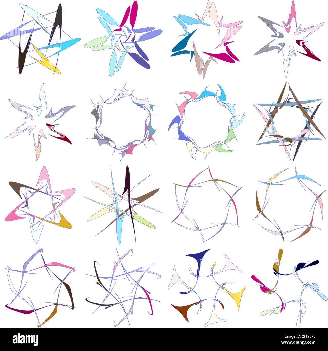 Abstract geometric element set of 16. Crystal, flake abstract circular ...
