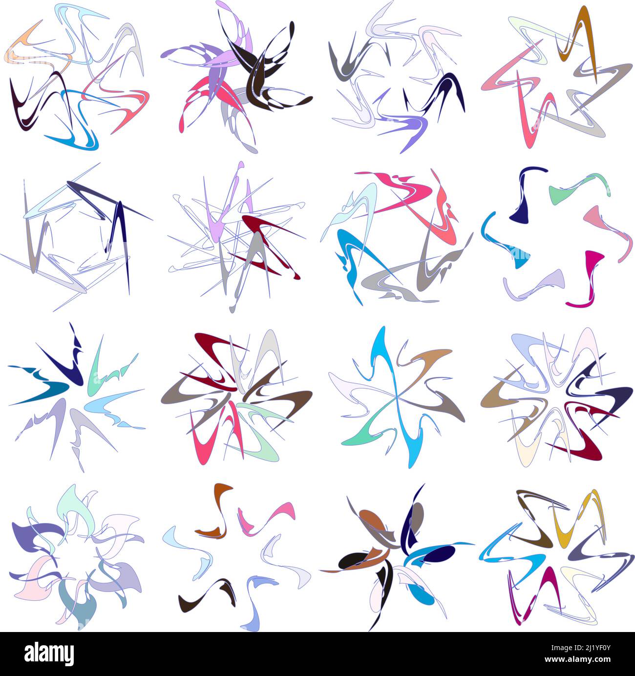 Abstract geometric element set of 16. Crystal, flake abstract circular ...