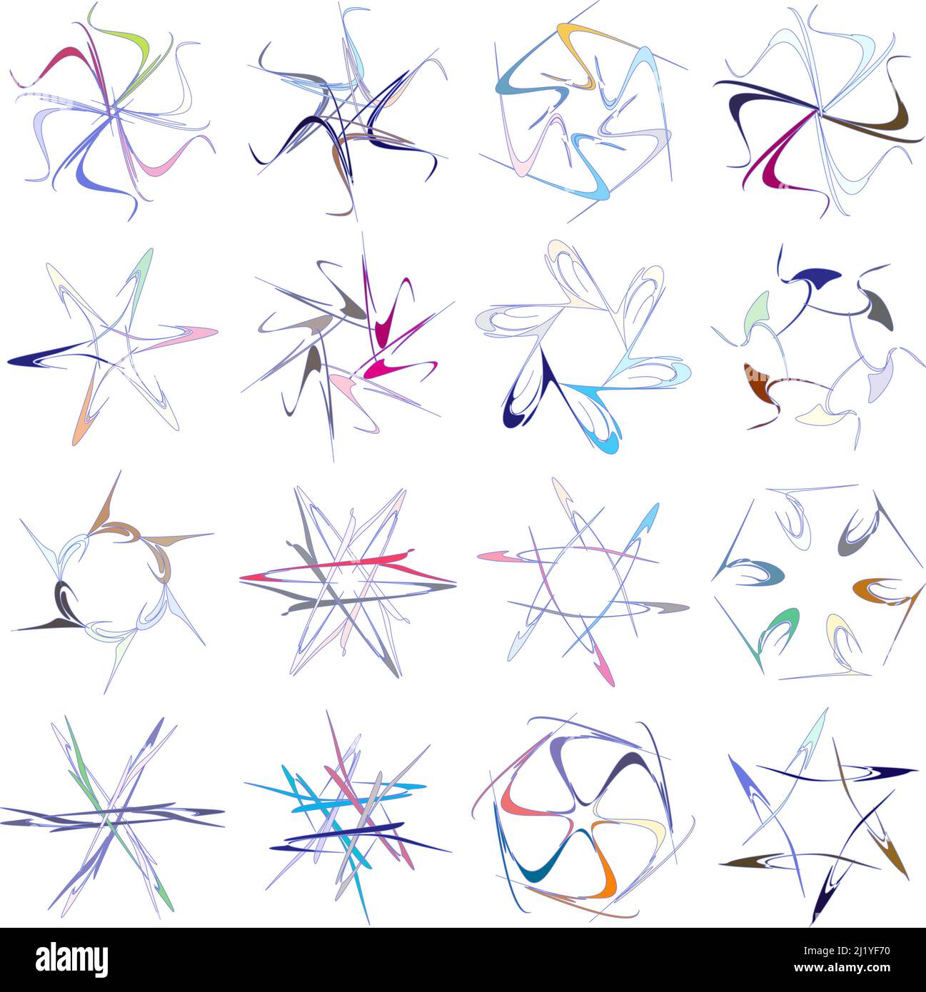 Abstract geometric element set of 16. Crystal, flake abstract circular ...