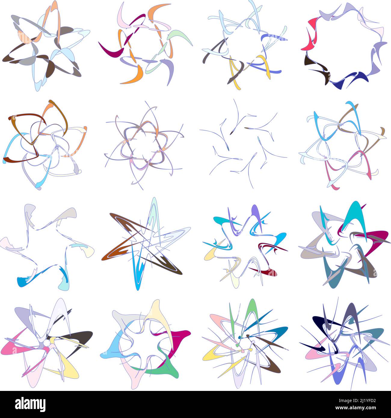 Abstract geometric element set of 16. Crystal, flake abstract circular ...
