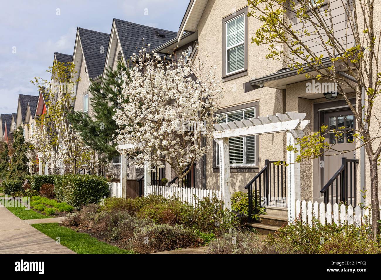 Neighborhood modern houses building in BC, Canada. Canadian modern ...