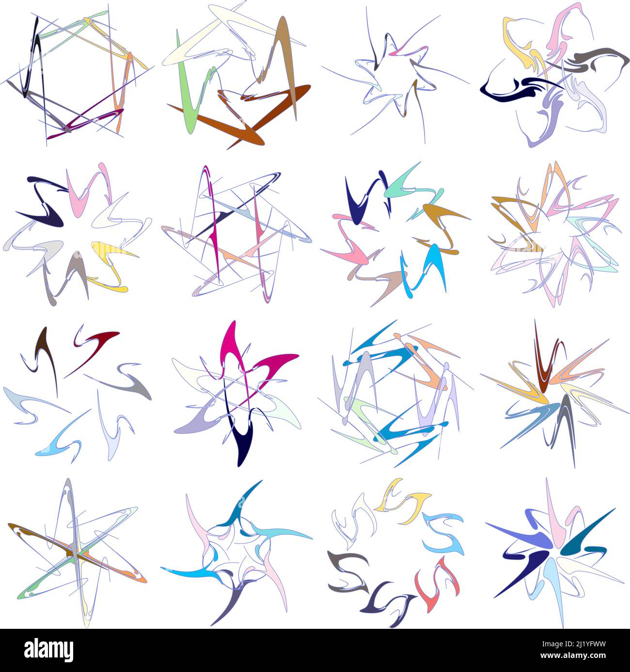 Abstract geometric element set of 16. Crystal, flake abstract circular ...