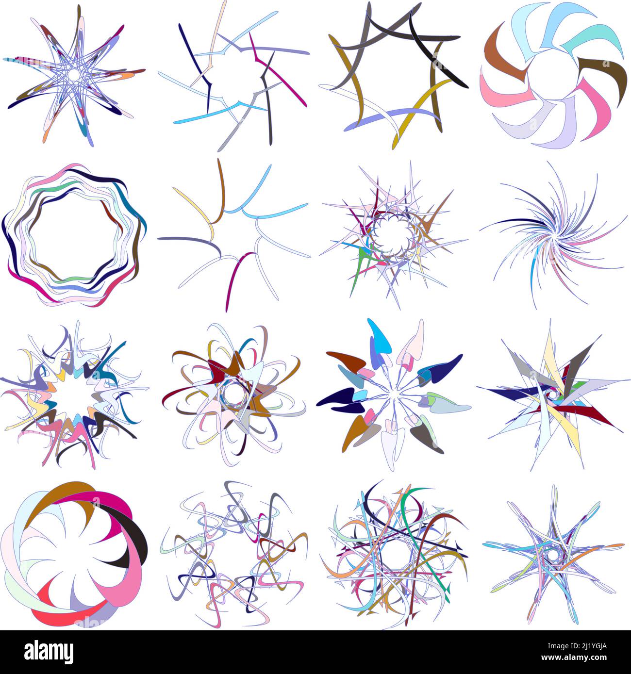 Abstract geometric element set of 16. Crystal, flake abstract circular ...