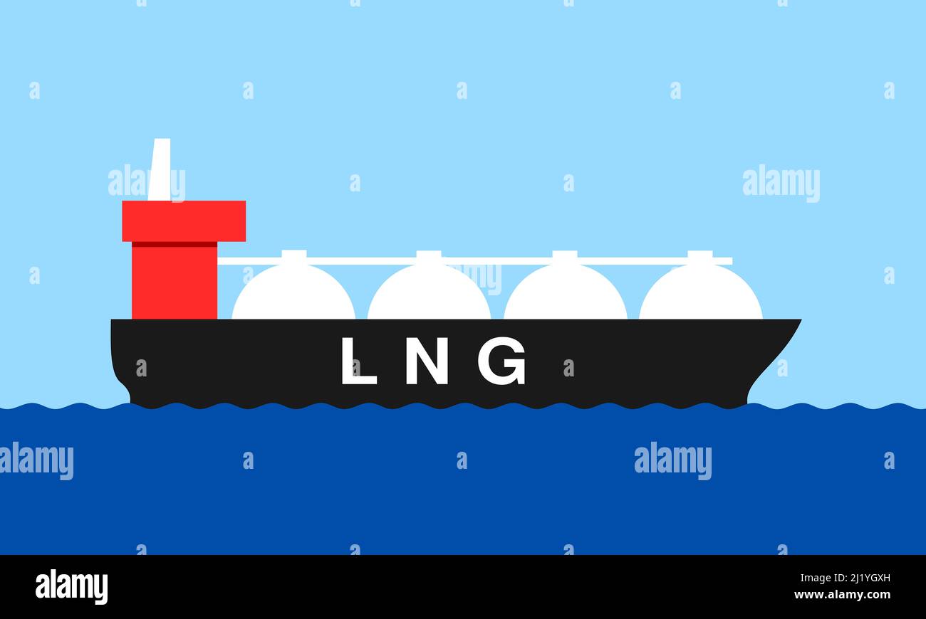 Tank ship is transporting LNG and liquefied natural gas. Export and ...