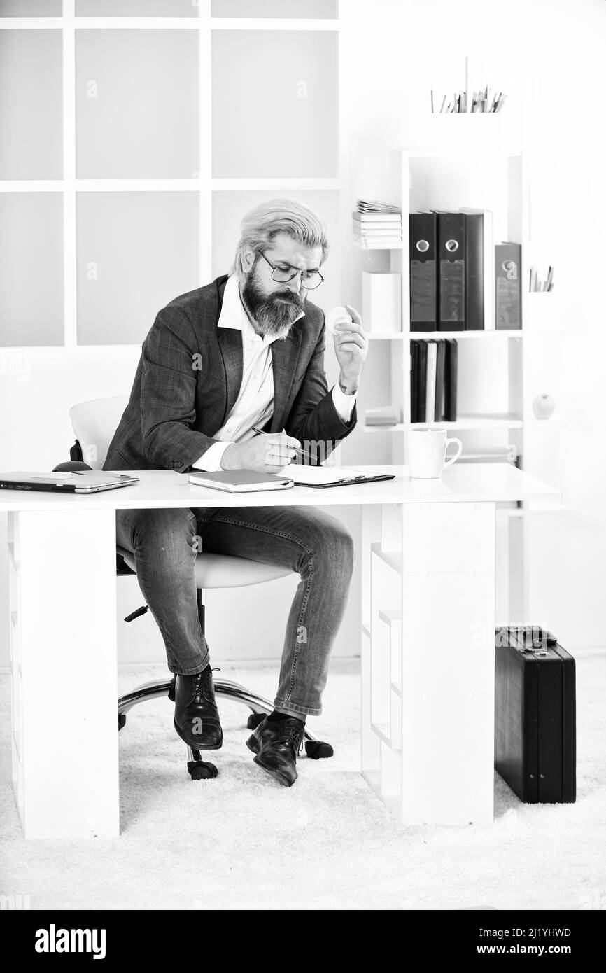 Thoughtful successful male ceo Black and White Stock Photos & Images ...