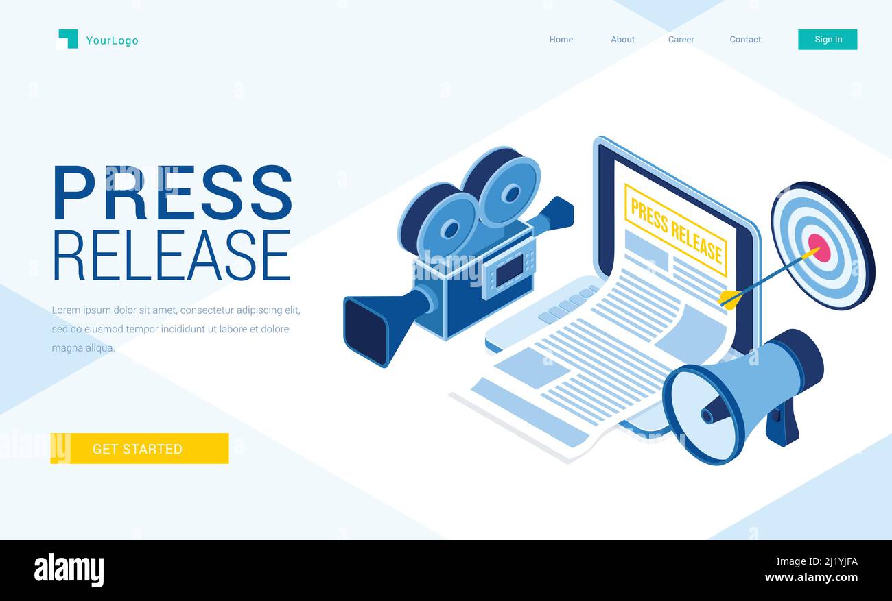 Press release banner. Concept of online news, digital media service ...