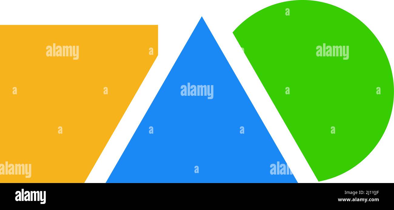 Geometric icon, logo shape with overlapping circle, square and triangle ...