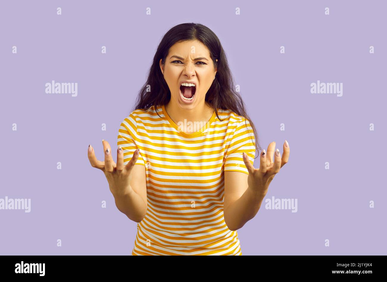 Mad ethnic woman scream feeling furious Stock Photo - Alamy
