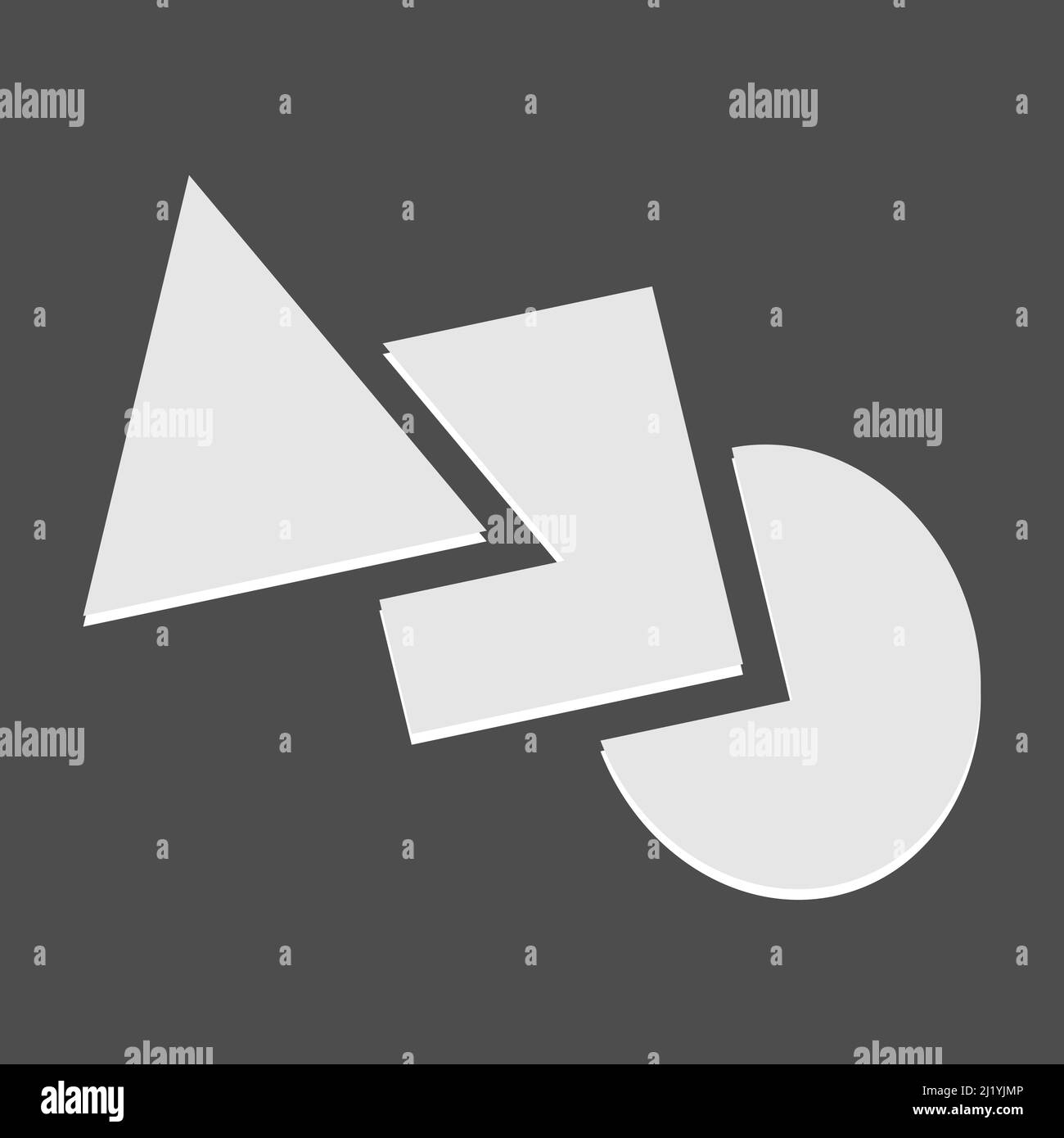 Geometric icon, logo shape with overlapping circle, square and triangle ...