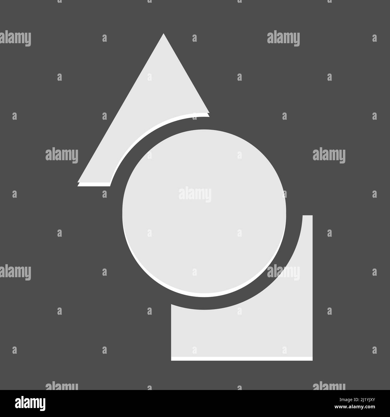 Geometric icon, logo shape with overlapping circle, square and triangle ...