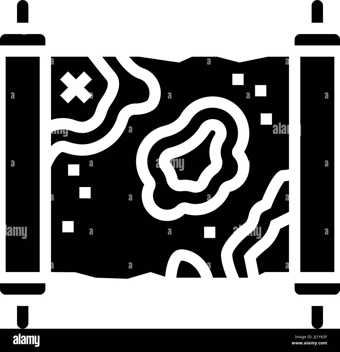 map with direction to treasure glyph icon vector illustration Stock ...
