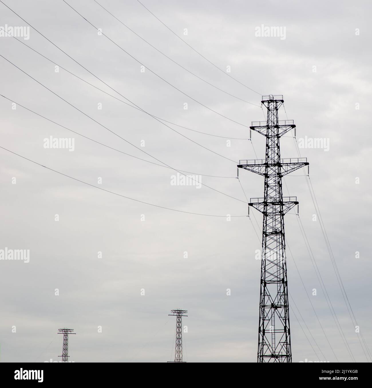 Electricity and lighting. High-voltage power line tower Stock Photo - Alamy