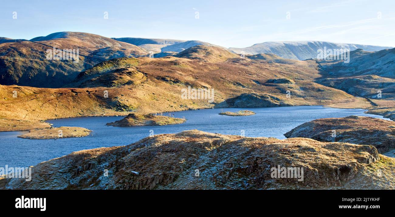 Angle Tarn view to east January Lake District National Park, North East ...
