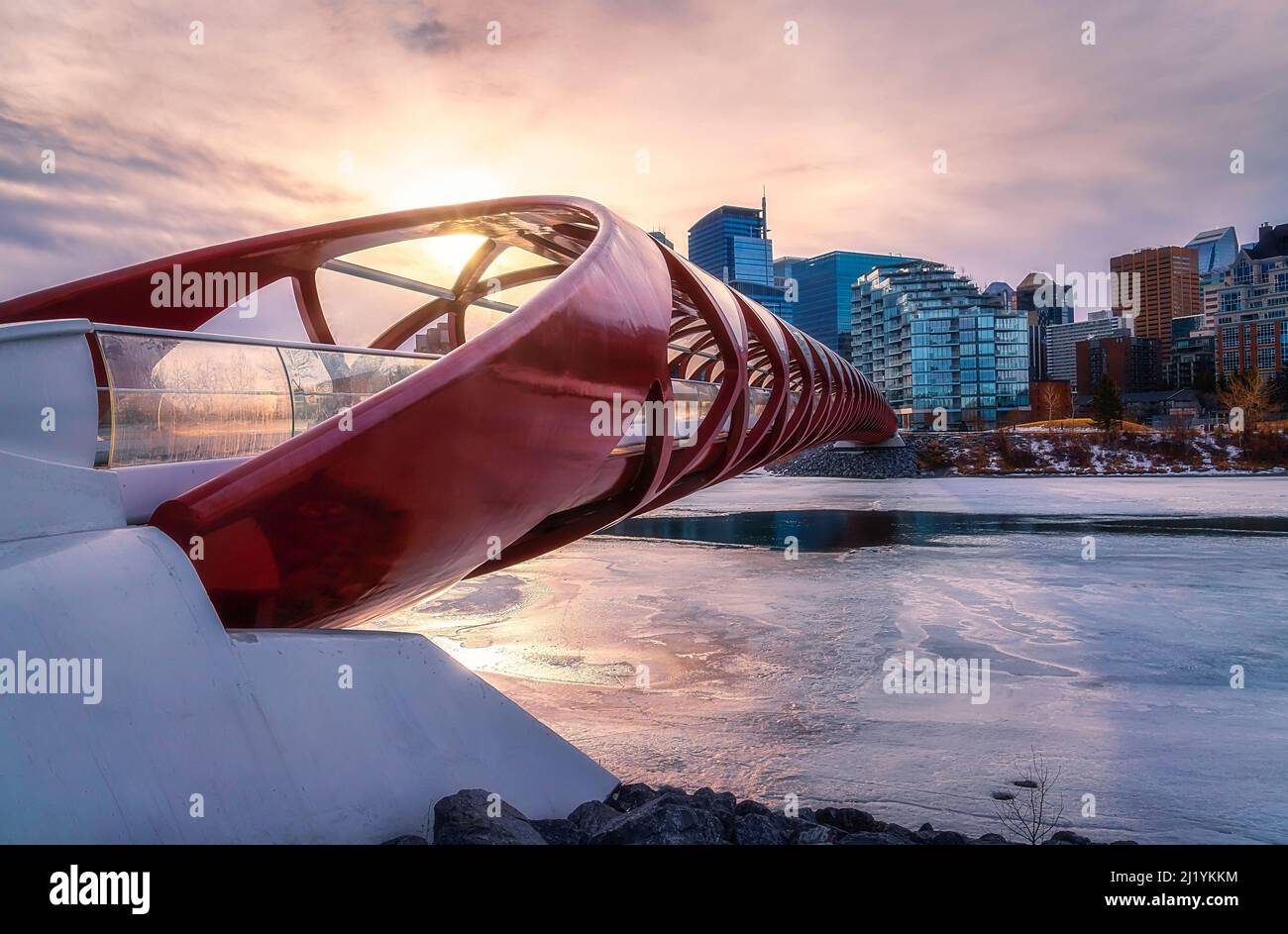 Peace bridge calgary skyline cityscape architecture hi-res stock ...