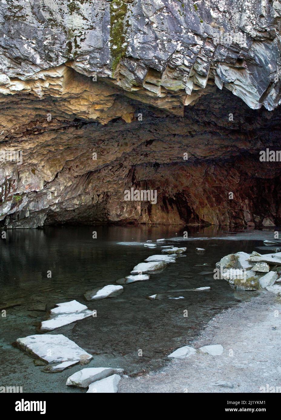 Rydal Caves in winter Lake District National Park Cumbria England ...