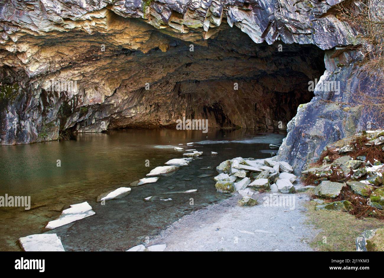 Rydal Caves in winter Lake District National Park Cumbria England ...