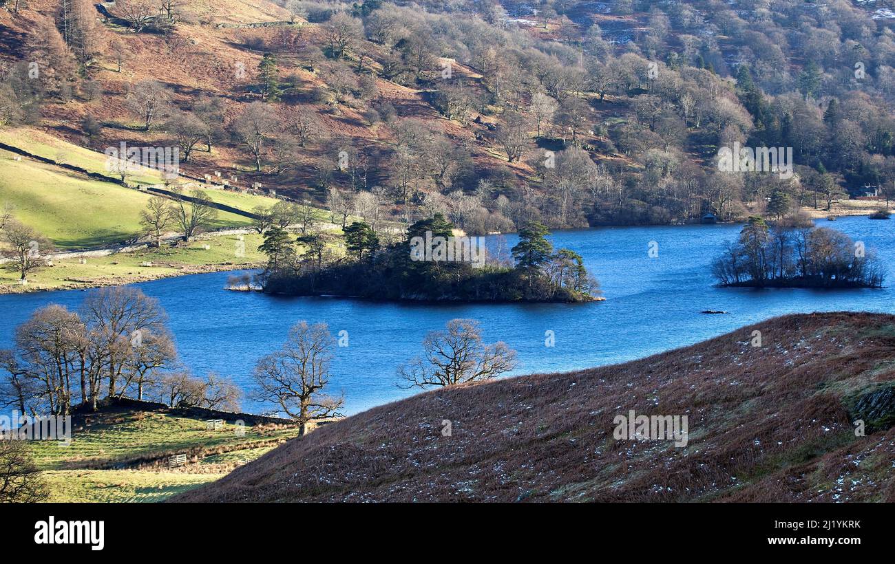 Rydal Water, in winter Lake District National Park Cumbria England ...