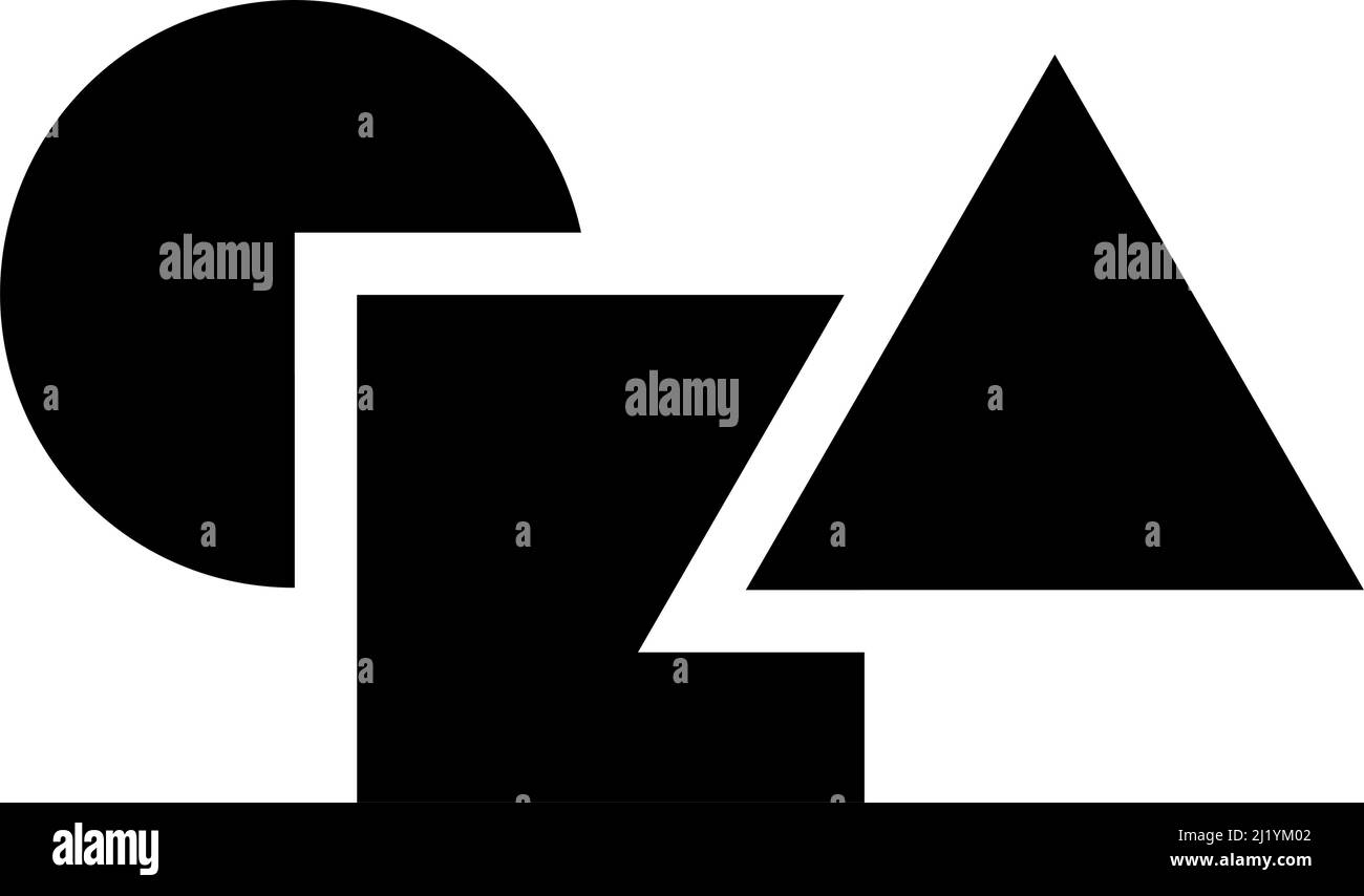 Geometric icon, logo shape with overlapping circle, square and triangle ...