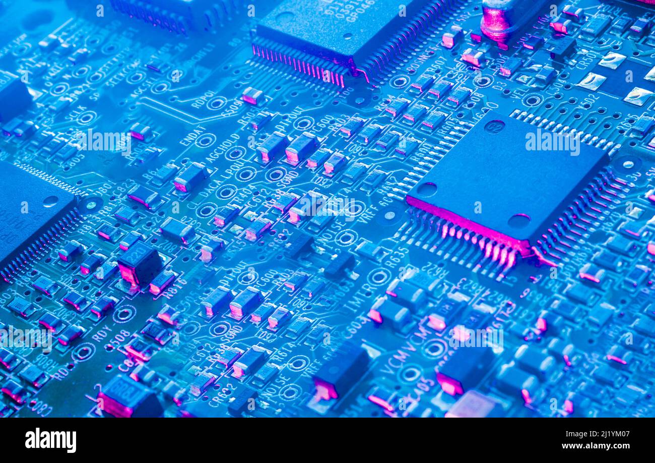 Computer Microchips and Processors on Electronic circuit board ...