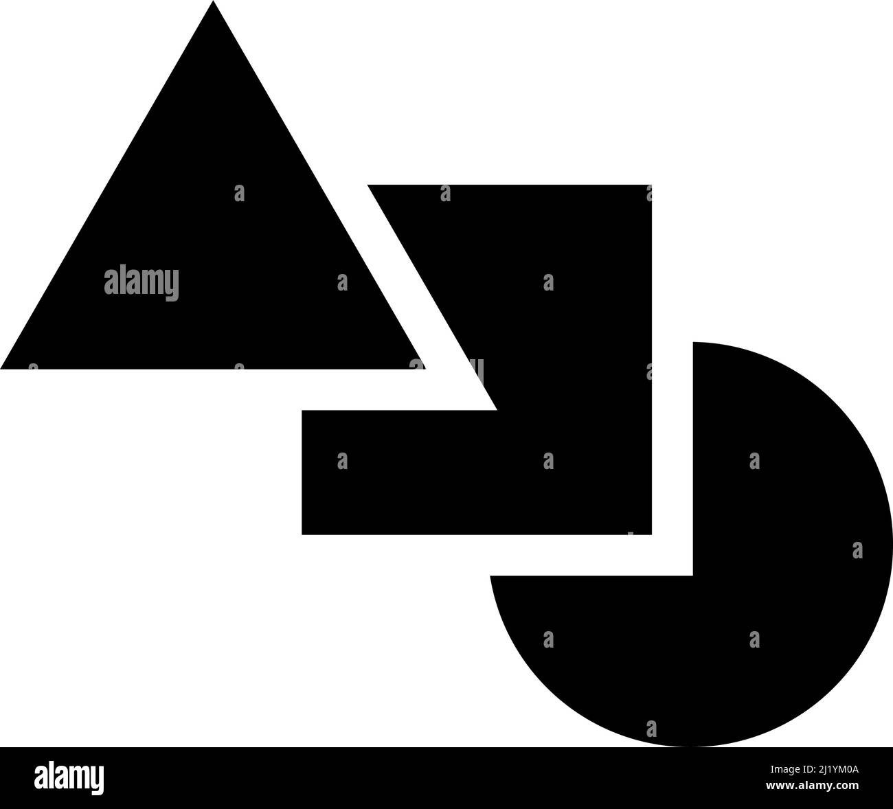 Geometric icon, logo shape with overlapping circle, square and triangle ...