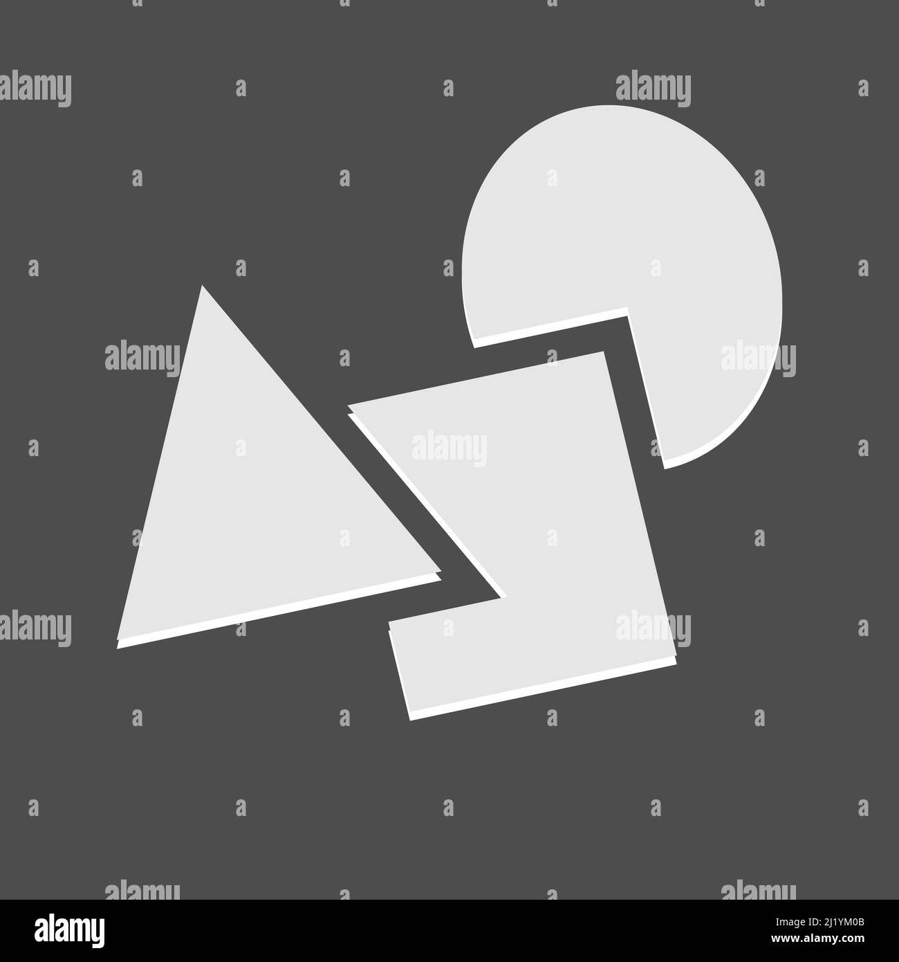 Geometric icon, logo shape with overlapping circle, square and triangle ...