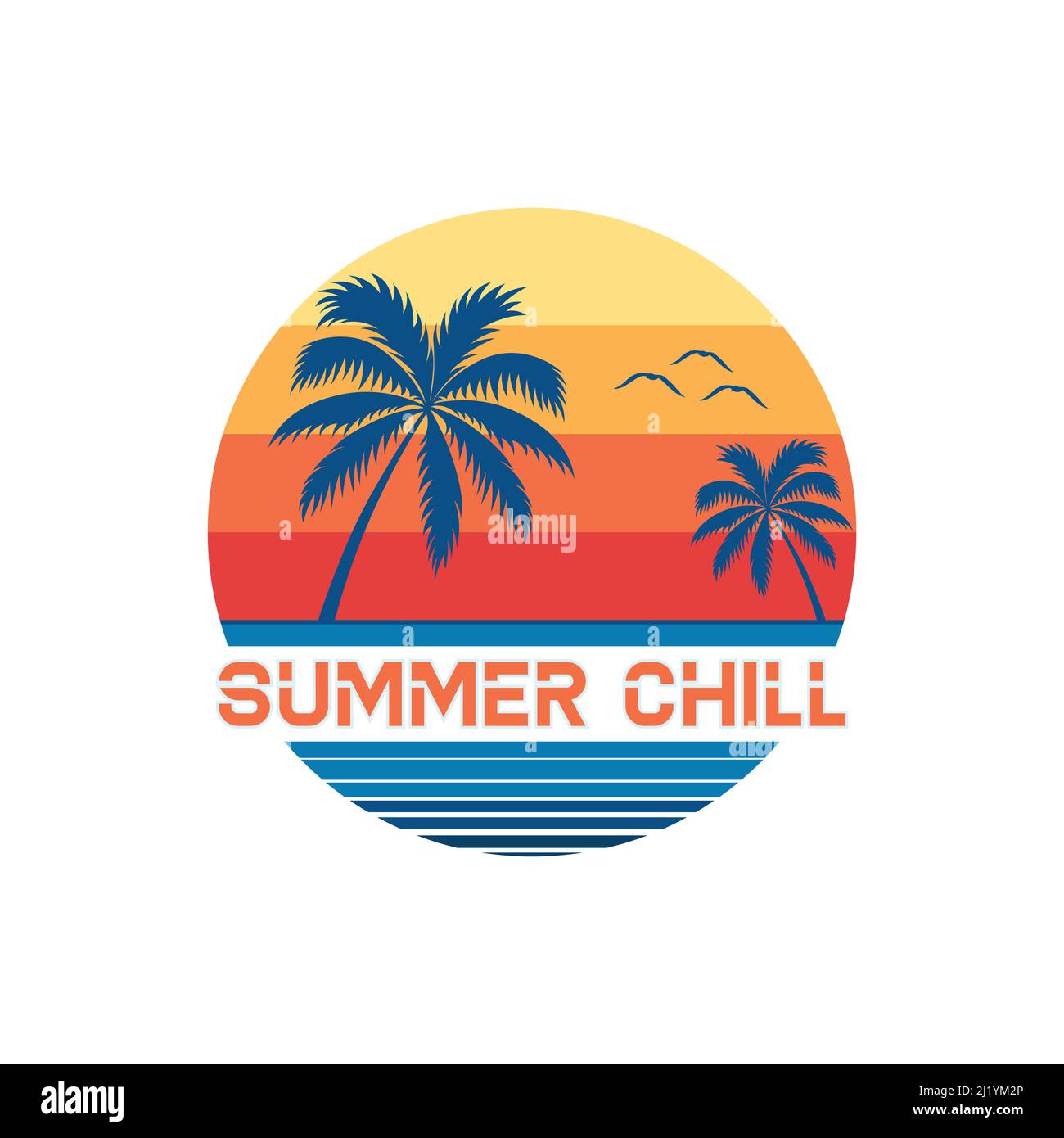 Ocean and beach panoramic landscape. Summer time design artwork ...