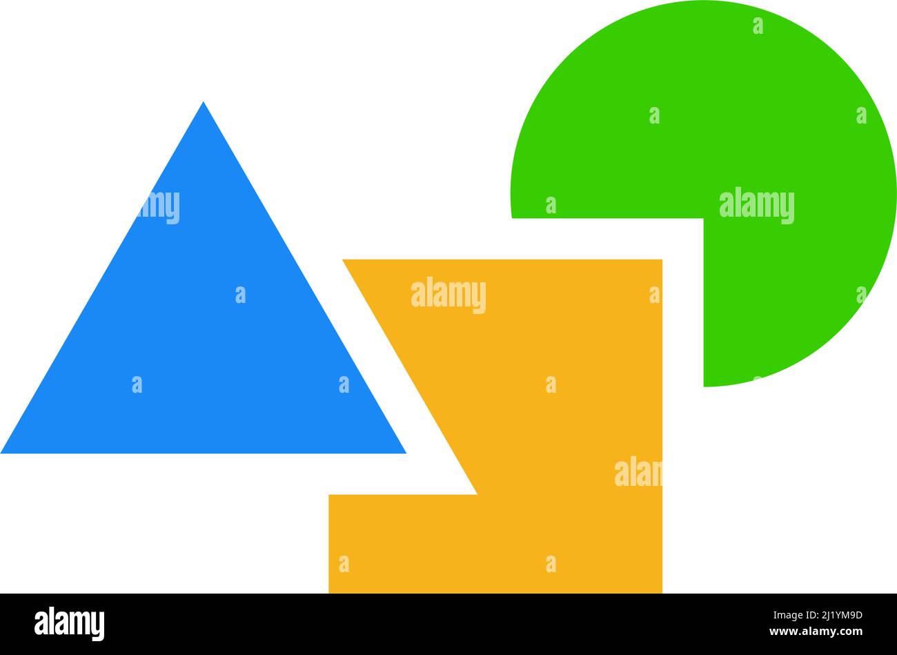 Geometric icon, logo shape with overlapping circle, square and triangle ...