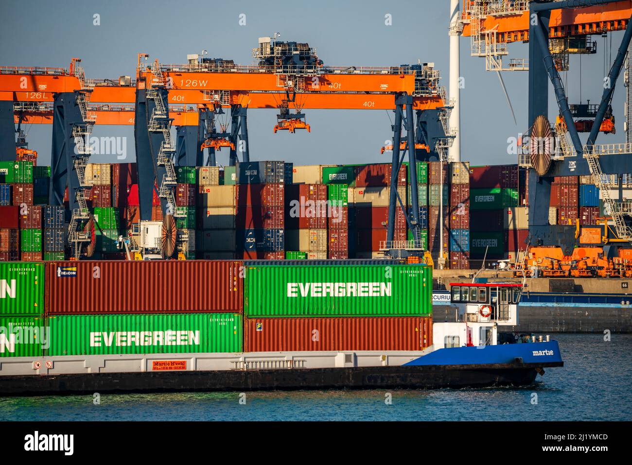 Euromax Container Terminal, container freighter, in the seaport of ...