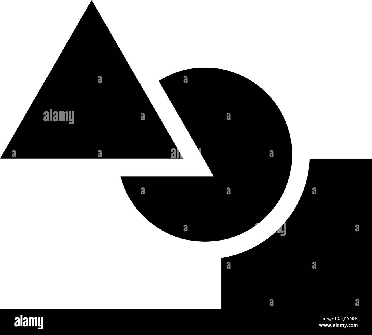 Geometric icon, logo shape with overlapping circle, square and triangle ...