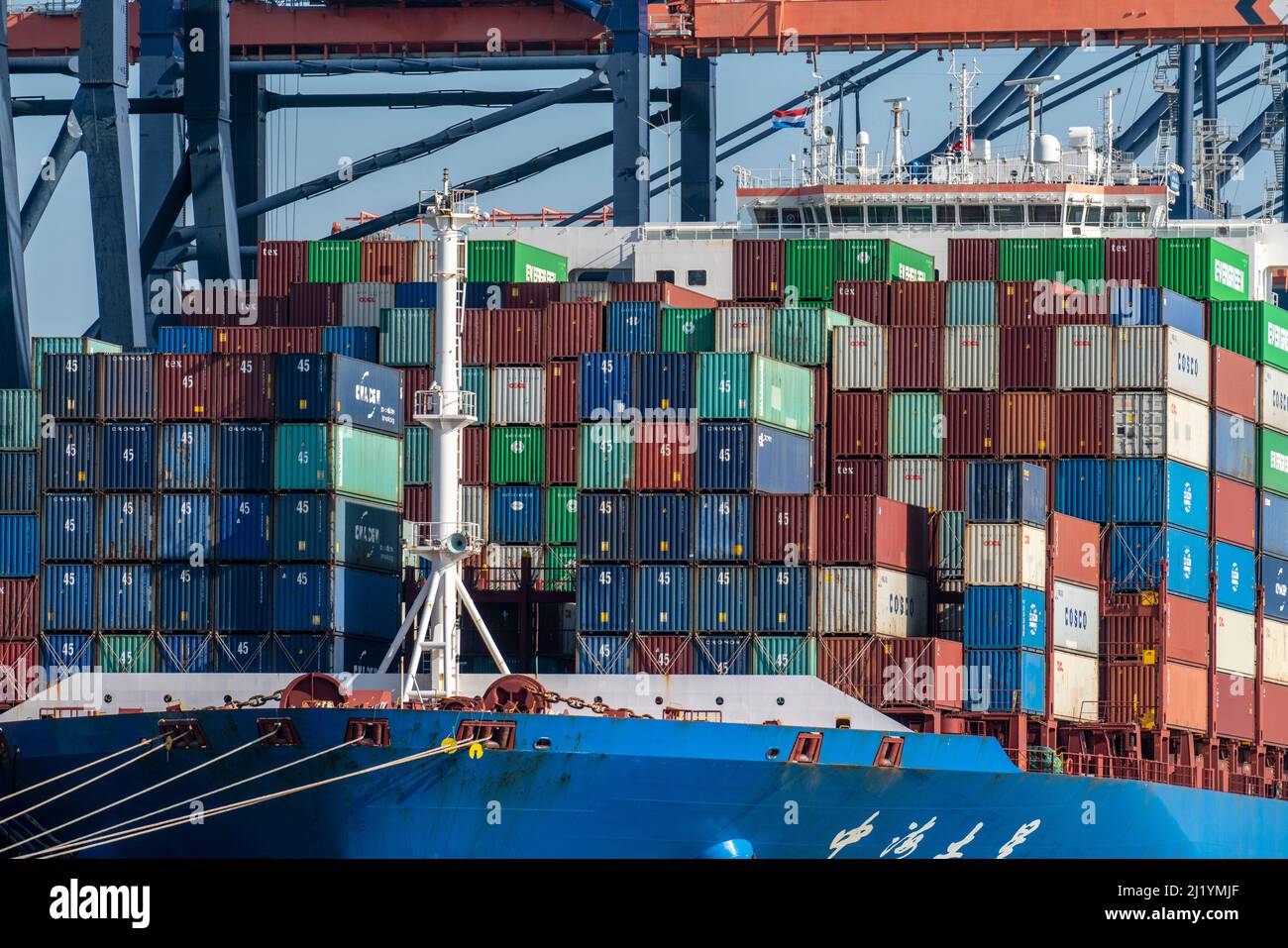 Container ship of Cosco Shipping, CSCL SATURN, being loaded and ...