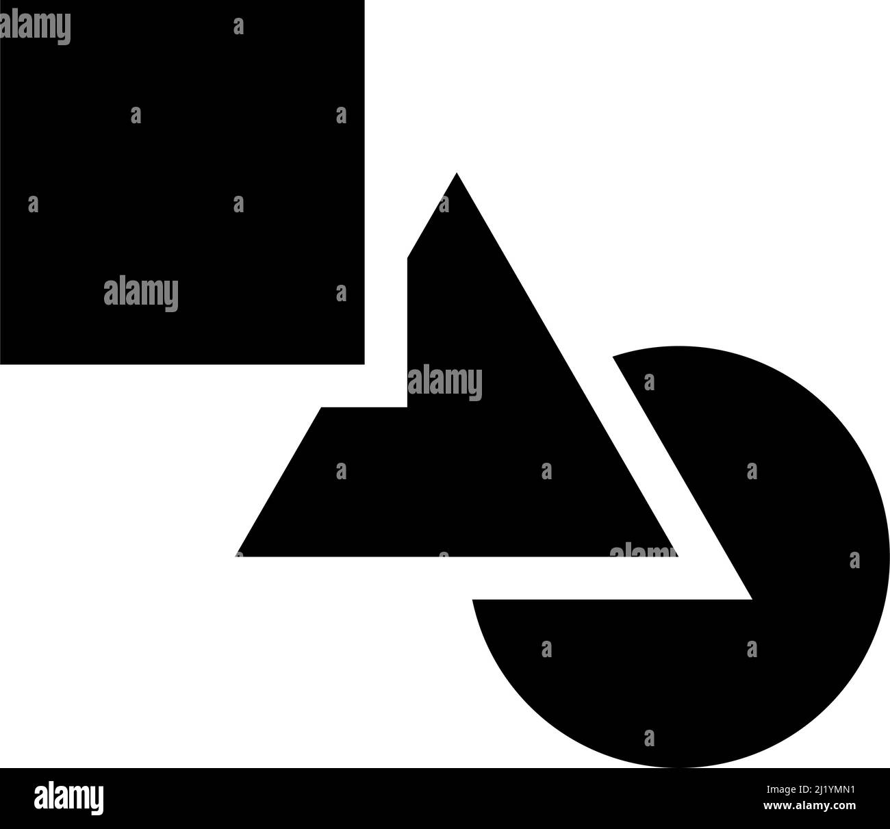 Geometric icon, logo shape with overlapping circle, square and triangle ...