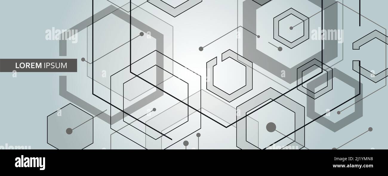Vector connected hexagon banner design. Geometric abstract background ...