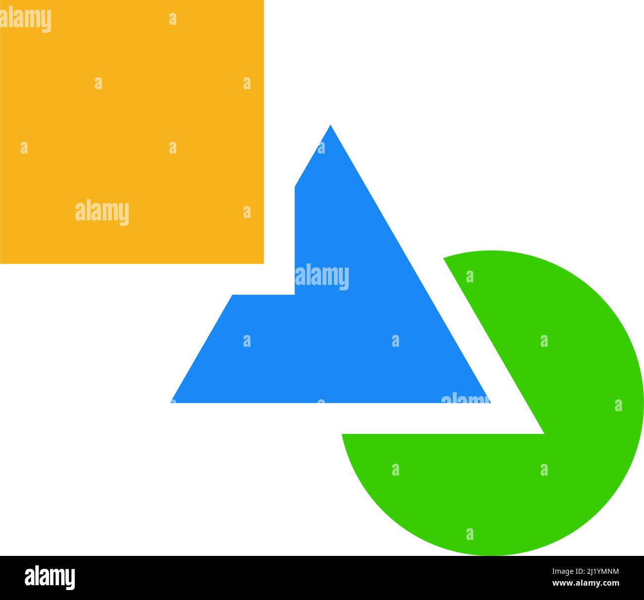 Geometric icon, logo shape with overlapping circle, square and triangle ...