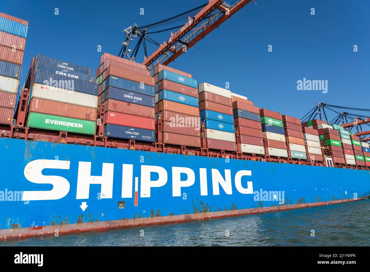 Container ship of Cosco Shipping, CSCL SATURN, being loaded and ...