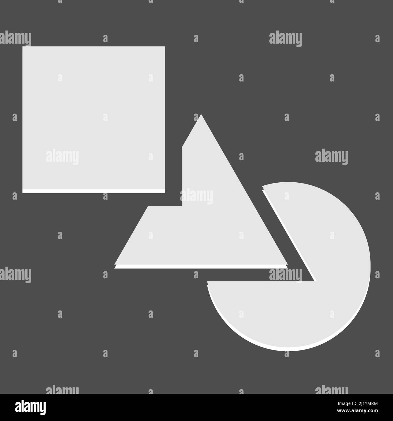 Geometric icon, logo shape with overlapping circle, square and triangle ...