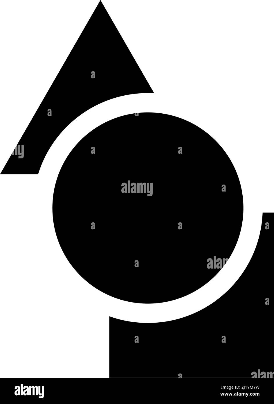 Geometric icon, logo shape with overlapping circle, square and triangle ...