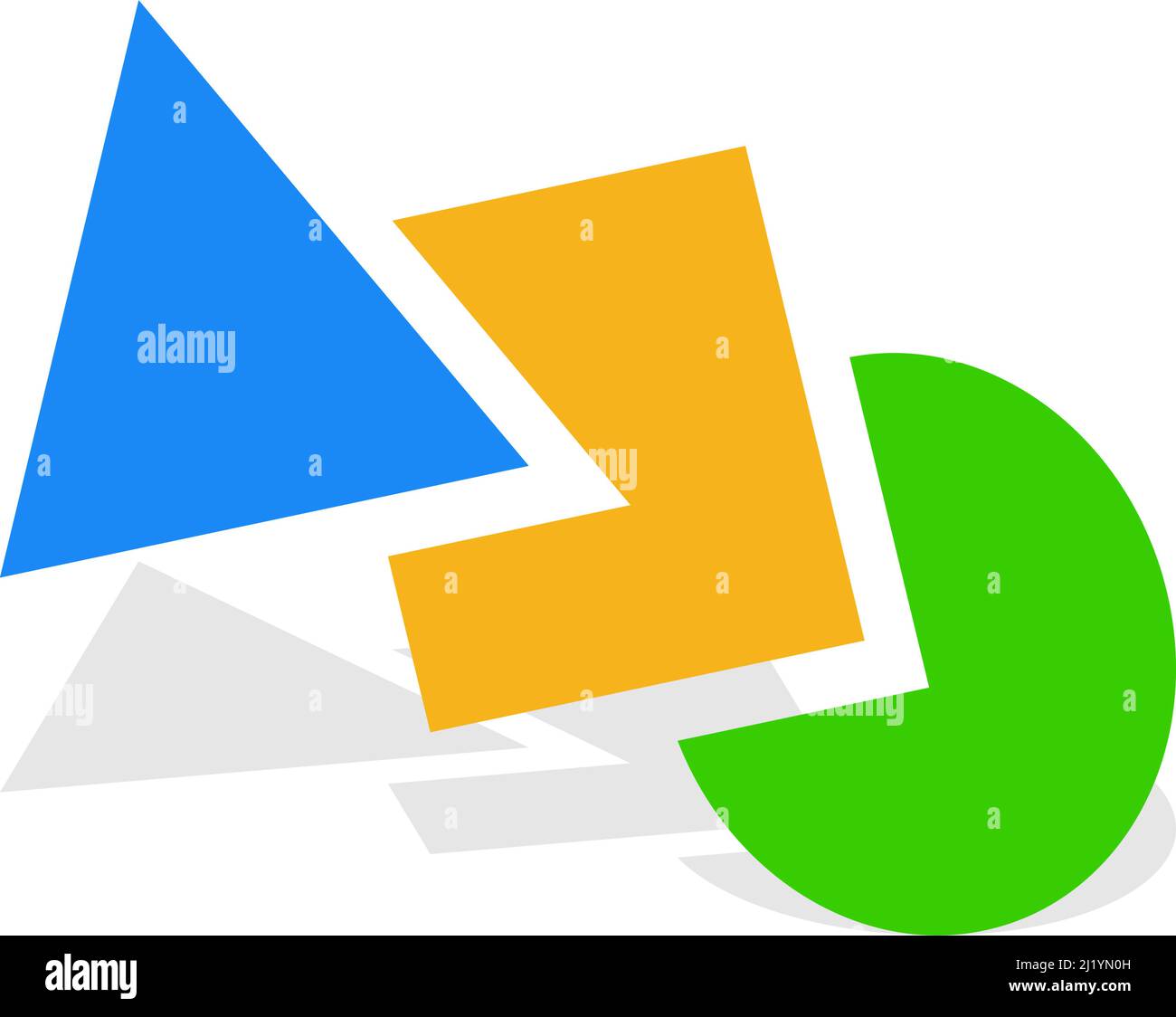 Geometric icon, logo shape with overlapping circle, square and triangle ...