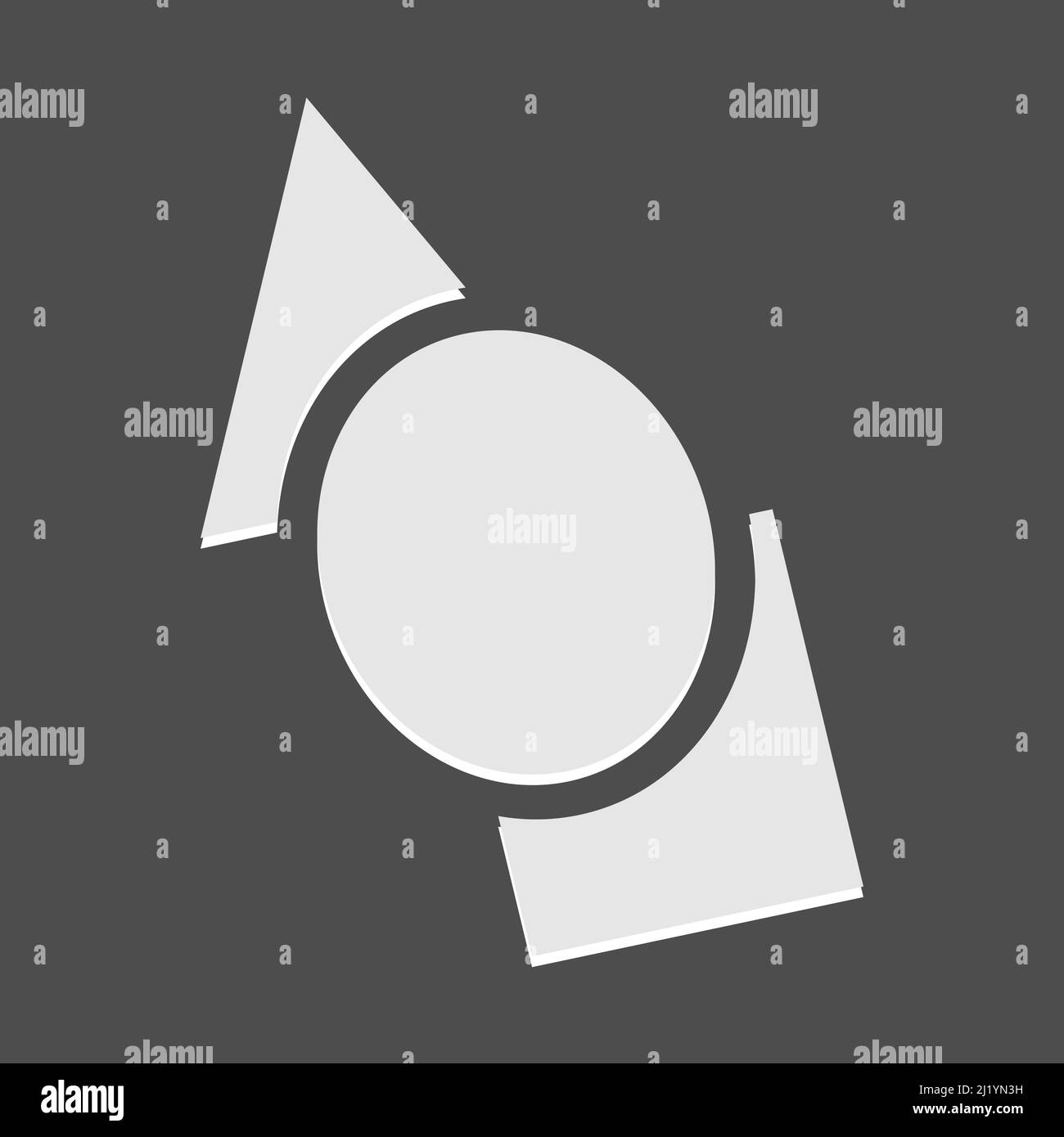 Geometric icon, logo shape with overlapping circle, square and triangle ...