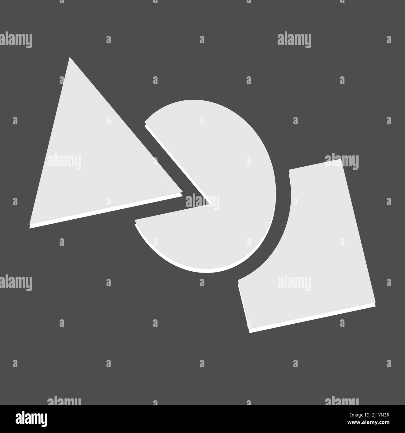 Geometric icon, logo shape with overlapping circle, square and triangle ...