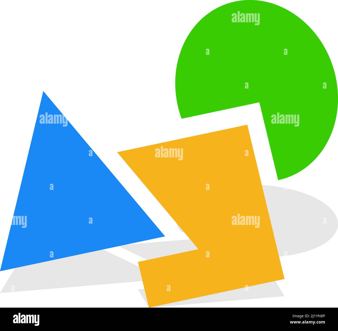 Geometric icon, logo shape with overlapping circle, square and triangle ...