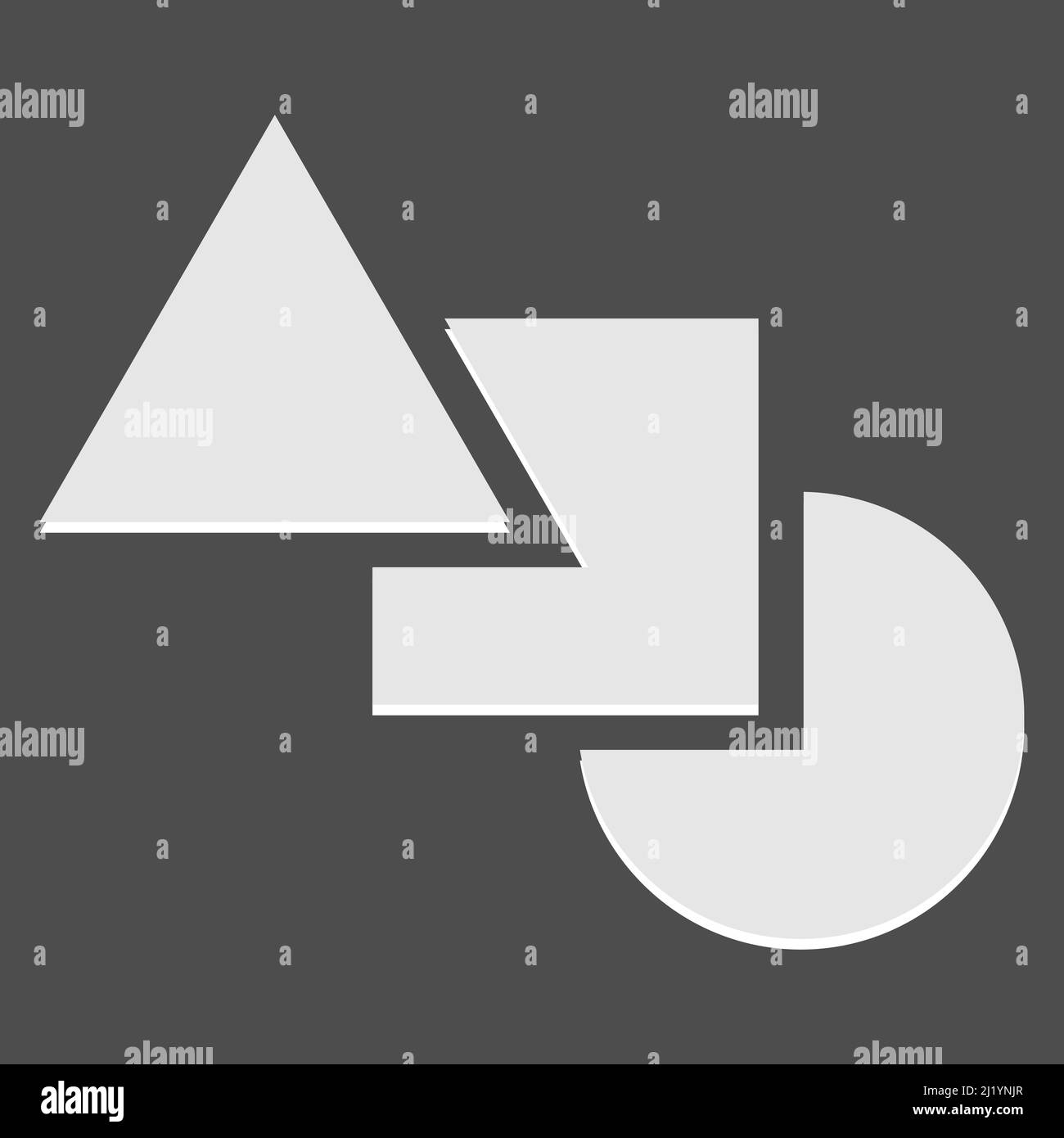 Geometric icon, logo shape with overlapping circle, square and triangle ...