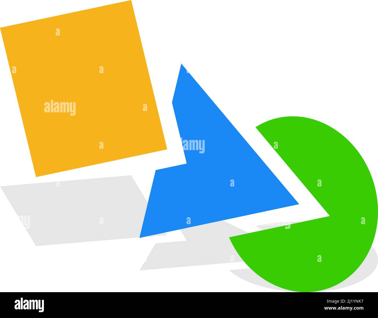 Geometric icon, logo shape with overlapping circle, square and triangle ...