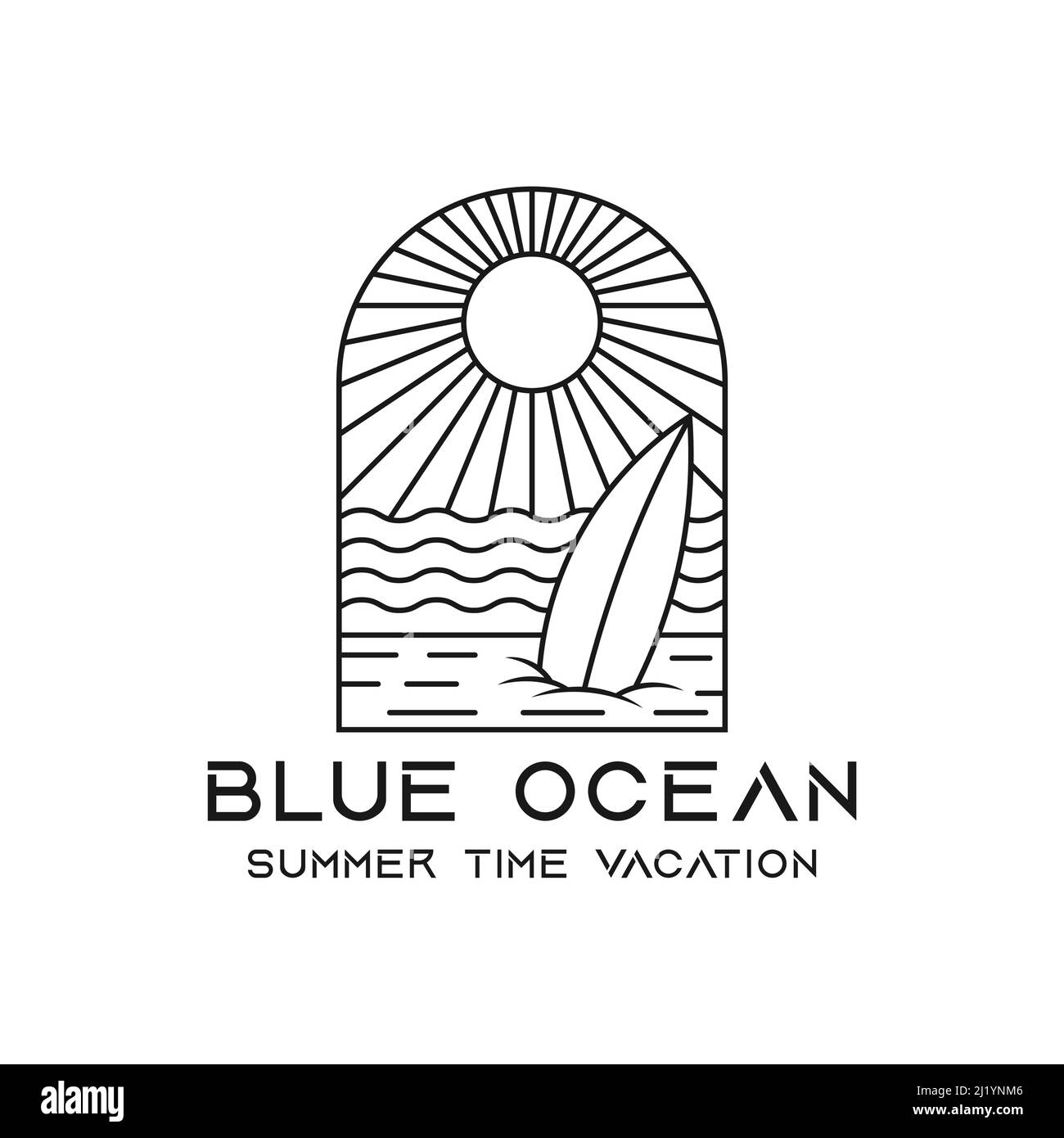 Ocean and beach panoramic landscape. Summer time design artwork ...