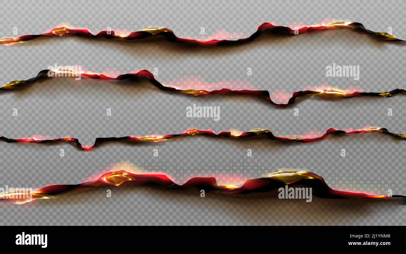 Burn paper borders, burnt page with smoldering fire on charred uneven ...