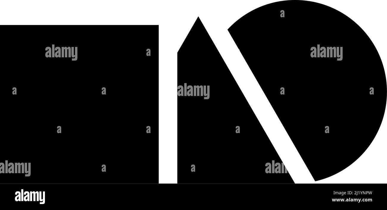 Geometric icon, logo shape with overlapping circle, square and triangle ...