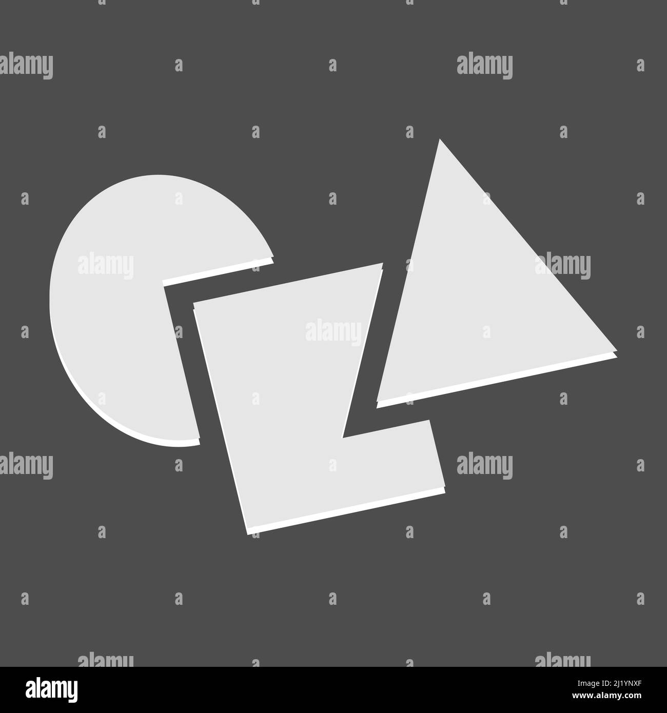 Geometric icon, logo shape with overlapping circle, square and triangle ...