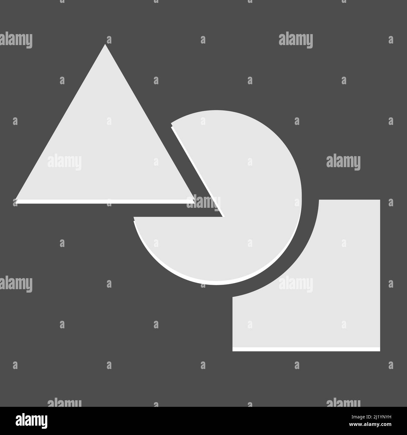 Geometric icon, logo shape with overlapping circle, square and triangle ...