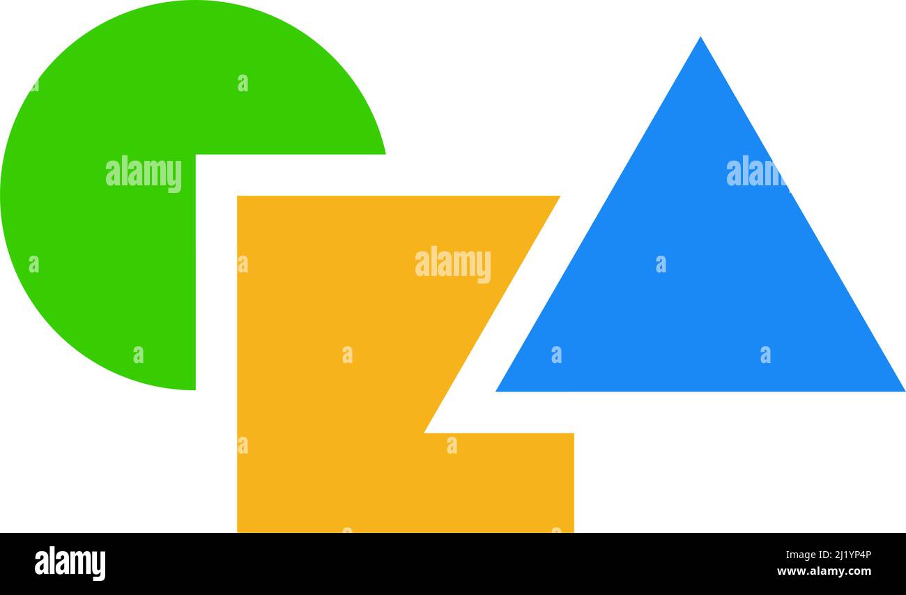 Geometric icon, logo shape with overlapping circle, square and triangle ...