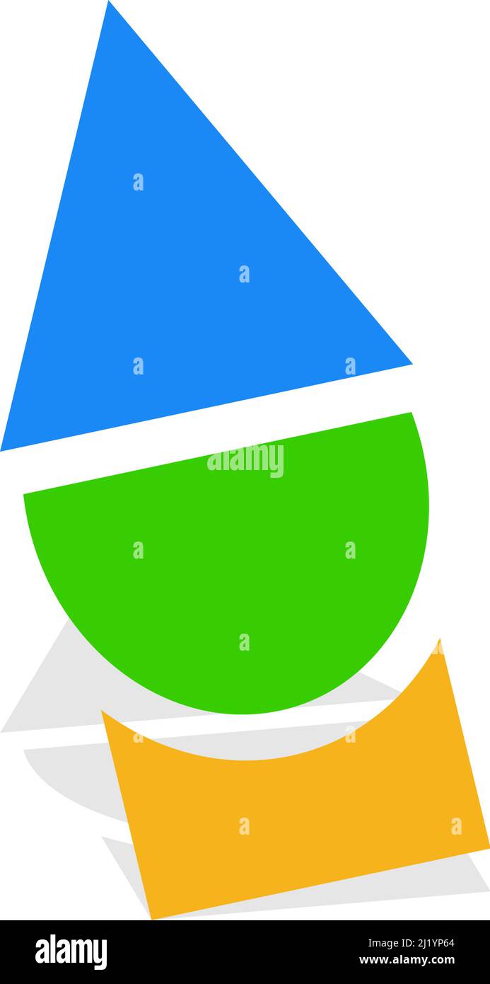 Geometric icon, logo shape with overlapping circle, square and triangle ...